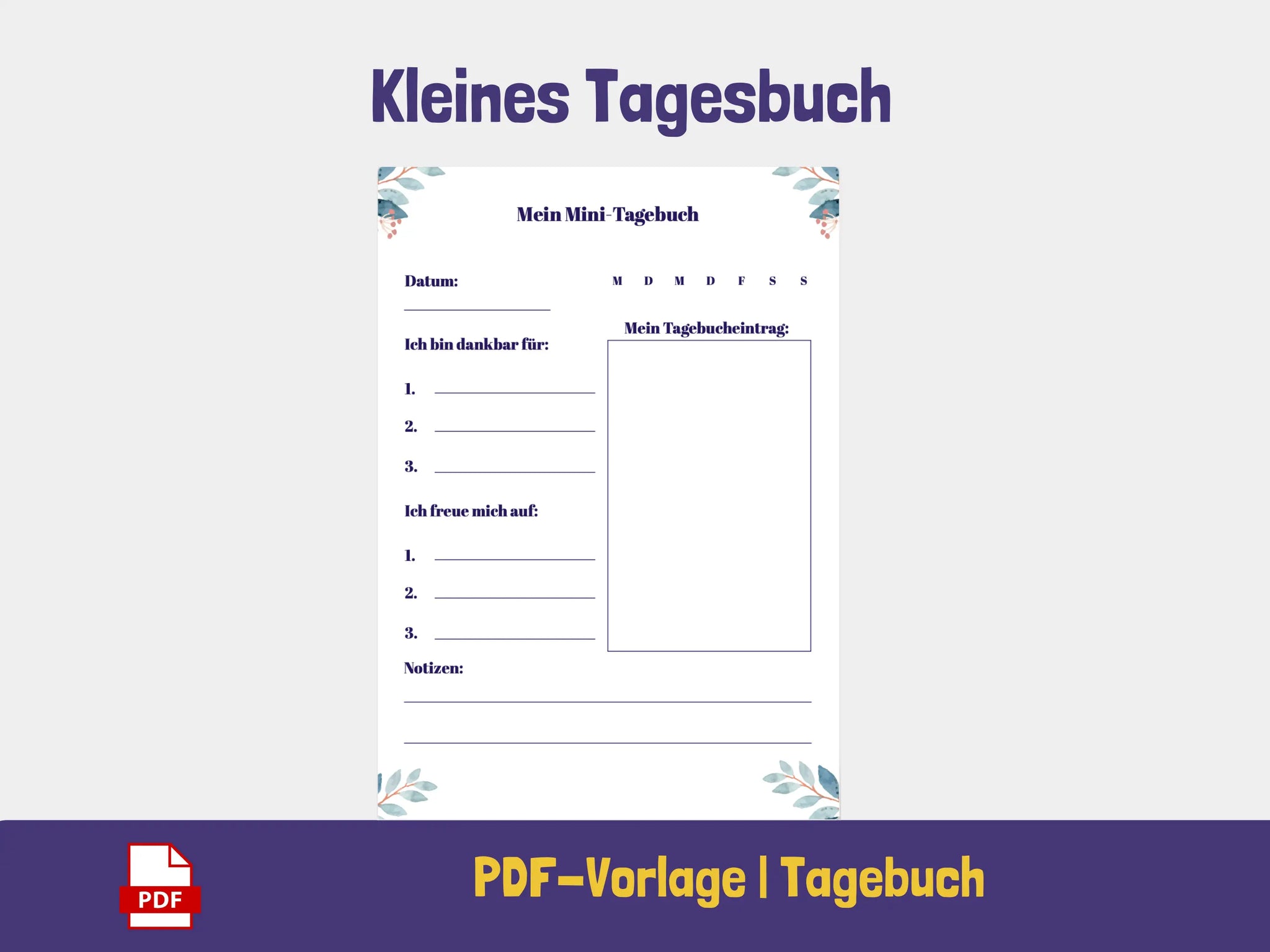 Tagebuch: PDF-Vorlage zum Ausdrucken & Ausfüllen