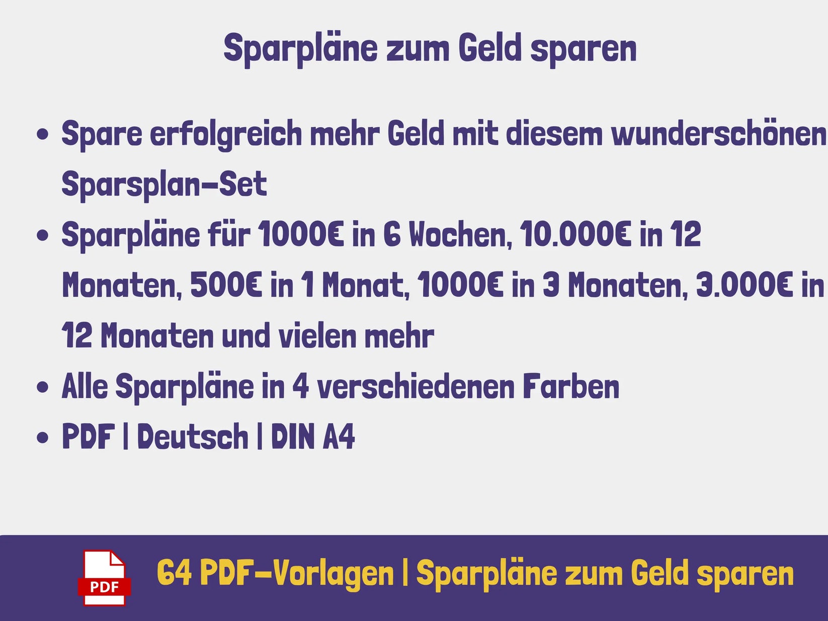 Sparplan-Set: 64 Sparpläne als PDF-Vorlage zum Ausdrucken!